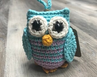 Crochet owl keychain | Etsy