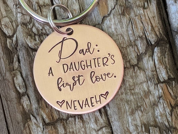 Personalized dad keychain. New daddy gift. Dad of daughters. A