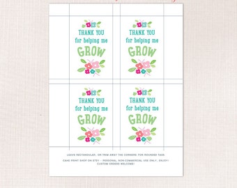 Thank You For Helping Me Grow Teacher PRINTABLE Teacher