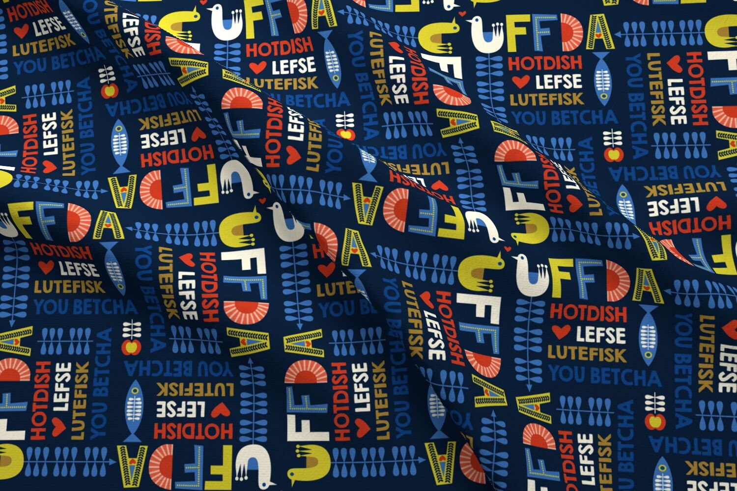 Norwegian Fabric Uffda Navy By Teresamagnuson Lefse