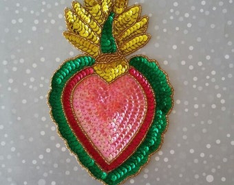 Rooster sequin patch Chicken sequin applique Mexican Gallo