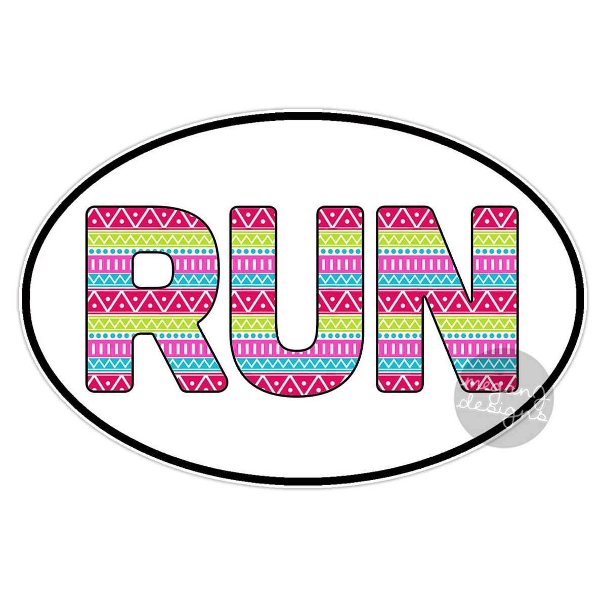 Girly Run Car Sticker Runner Marathon Car Decal Oval Vinyl
