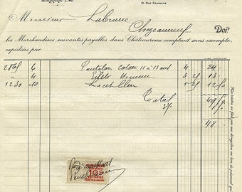 Vintage French Invoice Printable Ephemera January 1917 Receipt