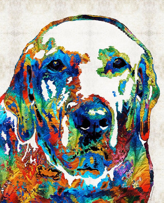 Labrador Retriever Art Colorful Lab Dog PRINT from Painting