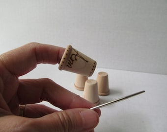 Wooden thimble set of 6 Unfinished DIY