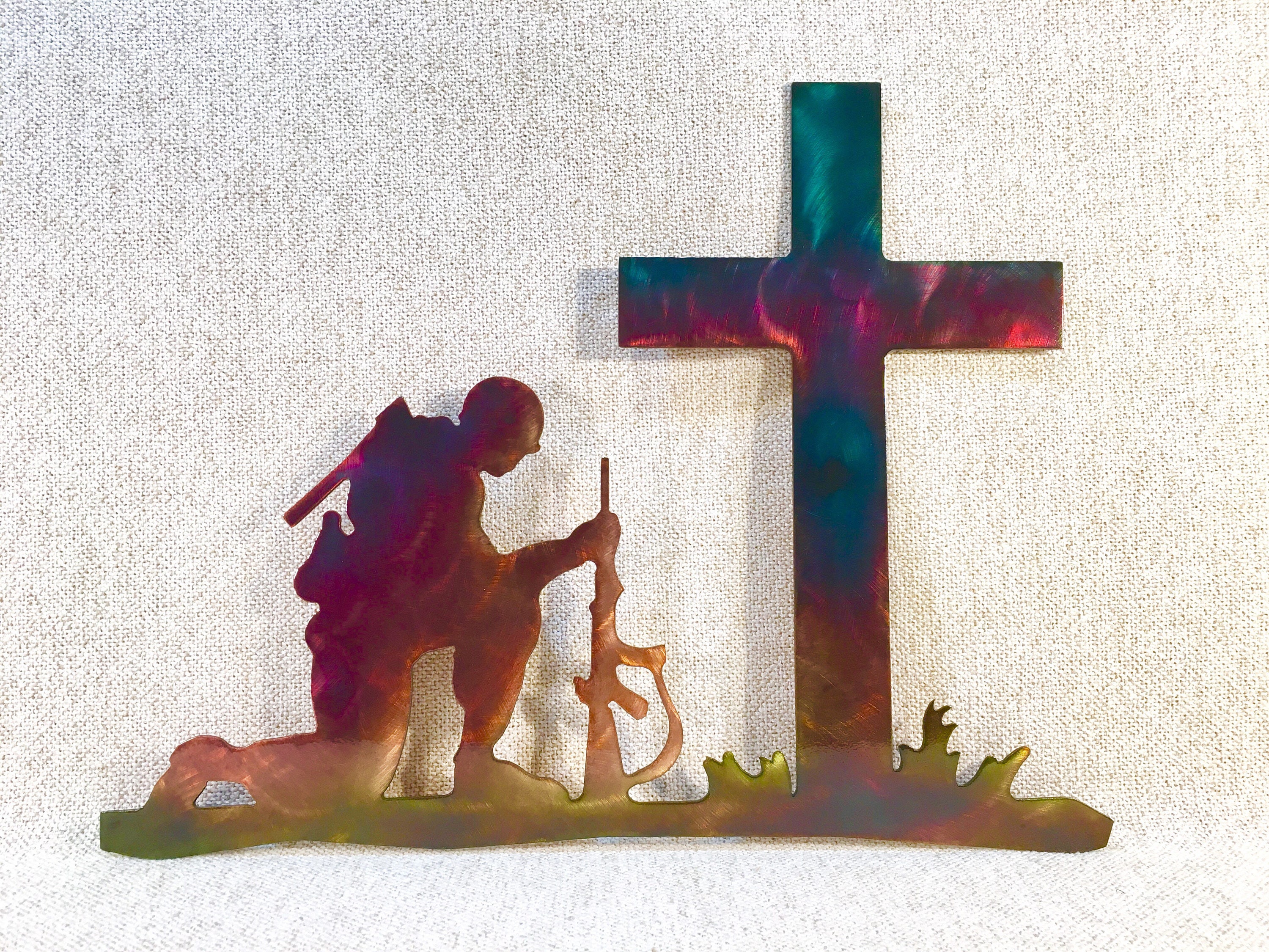 Kneeling Soldier Cross Combat Cross