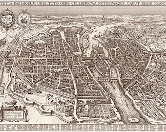 Paris map 16th century scanned version of an old original