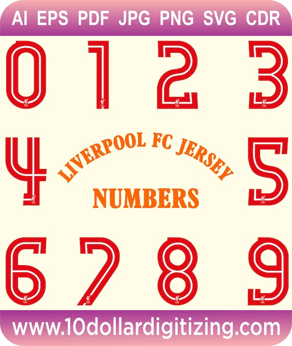 Liverpool fc jersey numbers vector european Liverpool fc