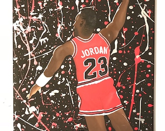 Michael Jordan Six Rings Stencil Art Print