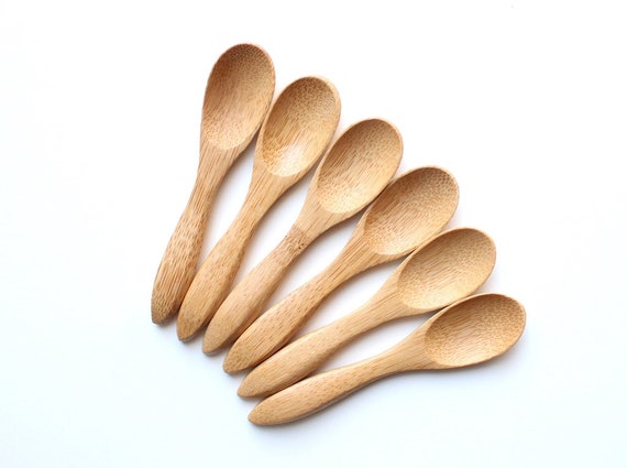 6 mini bamboo wooden spoons 3 inch wooden teaspoons small