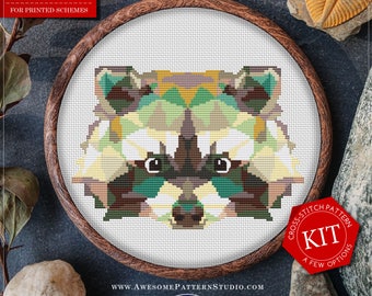 Raccoon cross stitch | Etsy