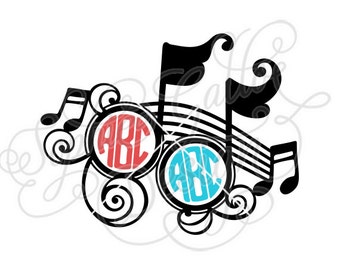 Music Note Monogram SVG DXF PNG digital download file