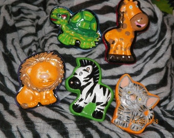 Safari Zoo Animal Magnets 4 piece set Pink Pearlized