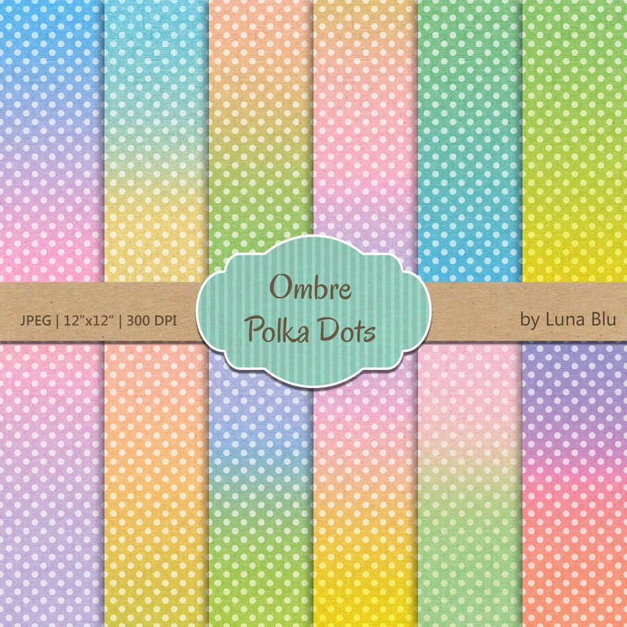 Ombre Digital Paper pack: Ombre Polka Dots pastel