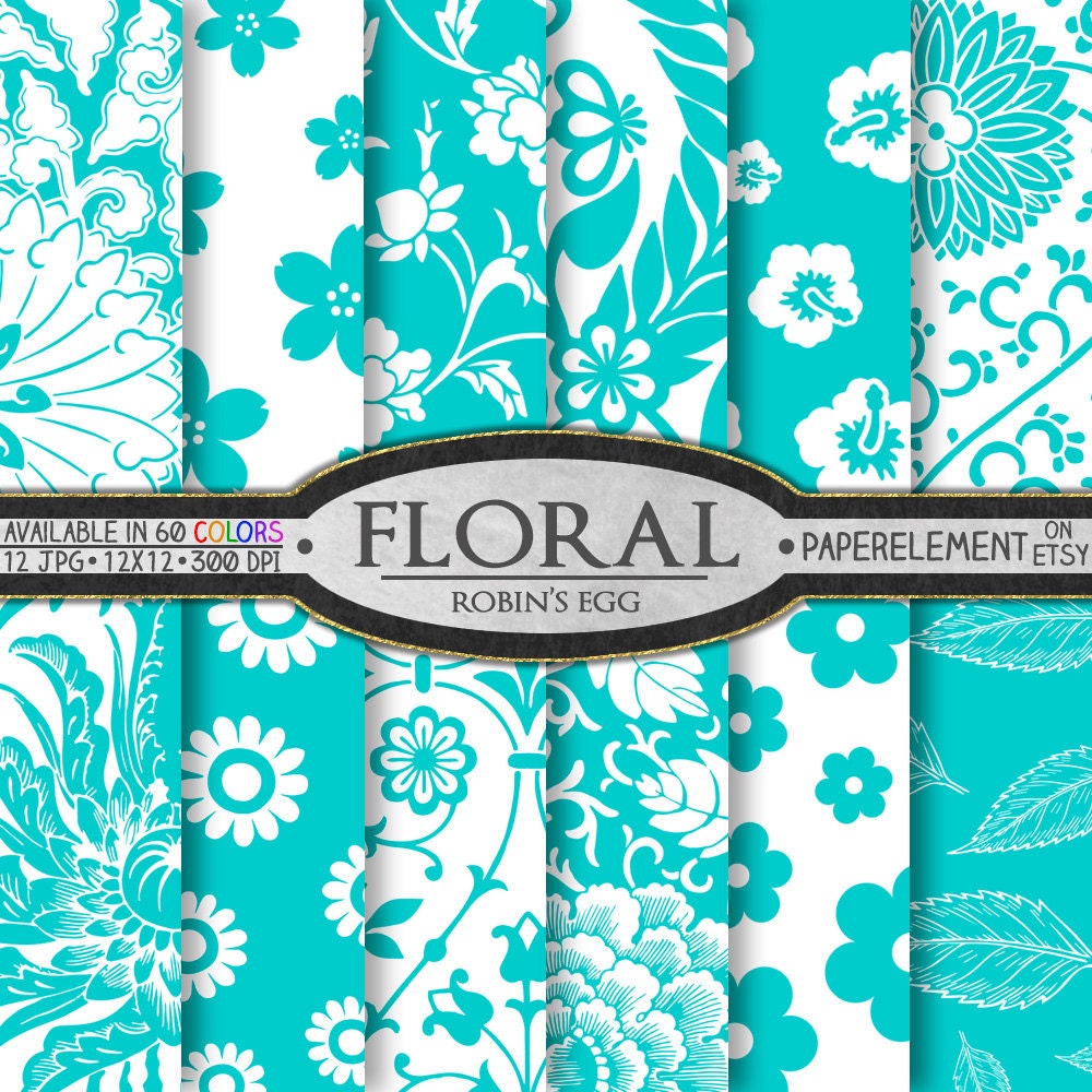 Bright Blue Digital Paper: Aqua Digital Paper Aqua Blue