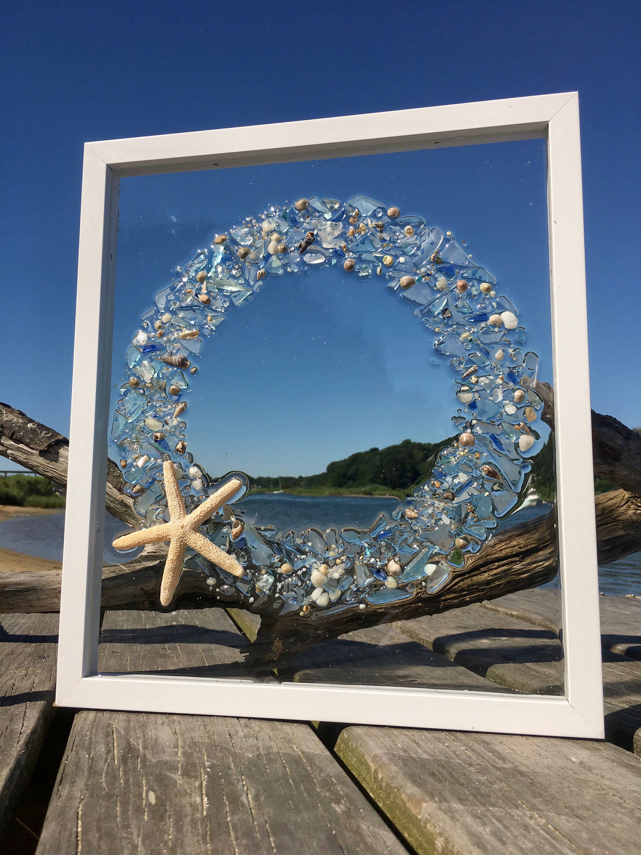 Sea Glass Wreath Sea Glass Art Beach Decor Christmas