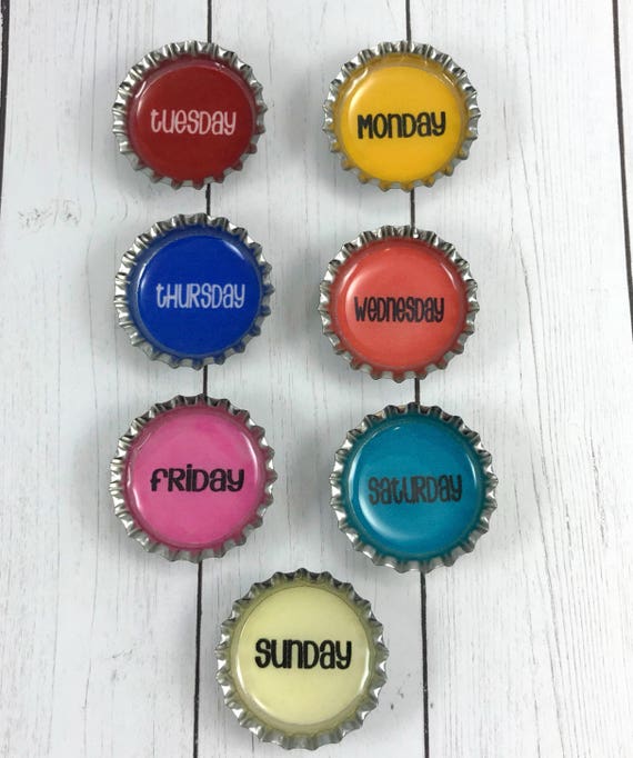 Items similar to Chore Magnets, Day Magnets, Days of the Week, Bottle ...