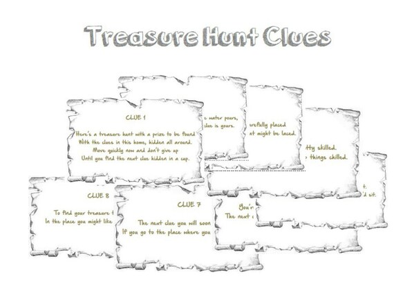 Indoor Treasure Hunt Clues Printable Instant Download
