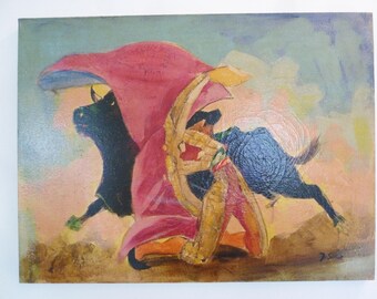Bullfighter painting | Etsy