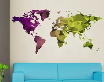 World map wall decor | Etsy