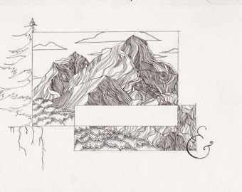 Mountain line art | Etsy