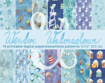 Winter watercolor | Etsy