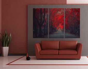 3 Panel Canvas Split Cherry Blossom Tree Photo Print on