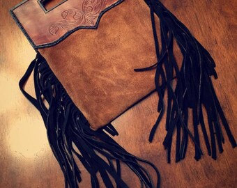 Leather fringe purse | Etsy