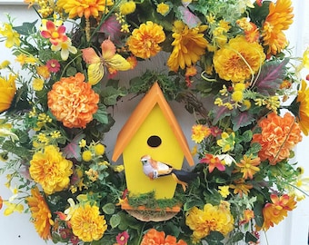 Birdhouse wreath | Etsy