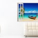 Tropical beach wall sticker 3D window boat wall decal for