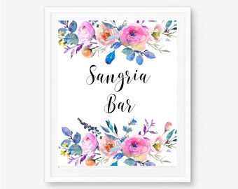 Sangria Bar Sign Printable Sangria Drinks Table Sign Wedding