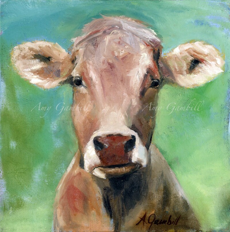 Cow Portrait LARGE 41.5 x 41.5 Print of