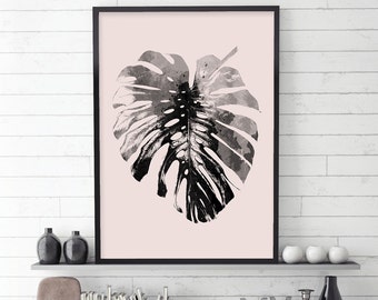 Screenprint Monstera Leaf Botanical Art Print Tropical