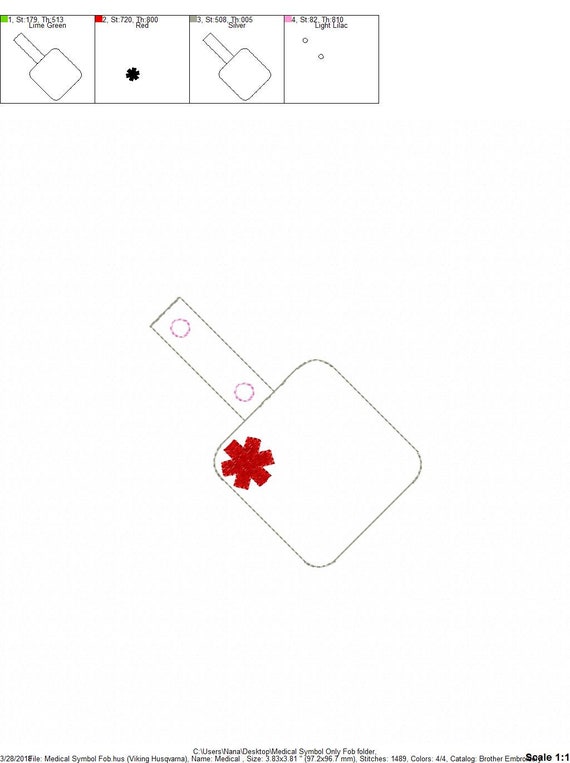Alert Symbol Medical Tag DIGITAL Embroidery DESIGN