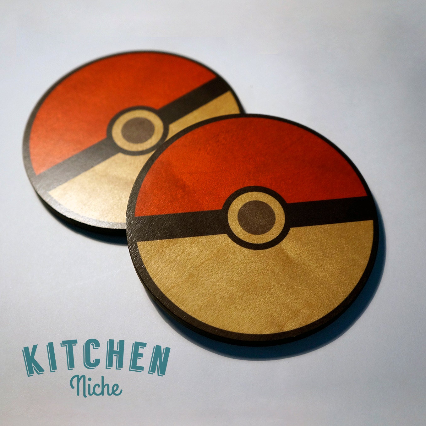 Poke Ball Pokemon Coaster Wooden Two Coasters