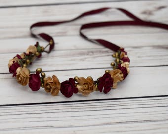 Gold flower crown | Etsy