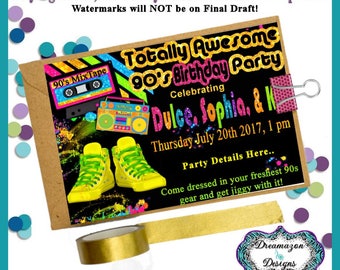 Printable 90s invite | Etsy