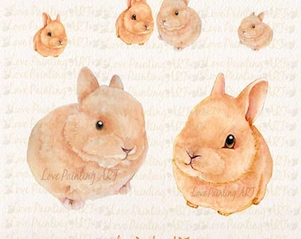 Watercolor bunny | Etsy