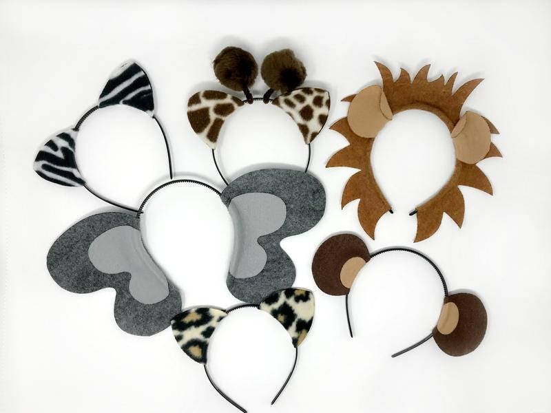 Jungle safari zoo animals theme ears headband birthday party