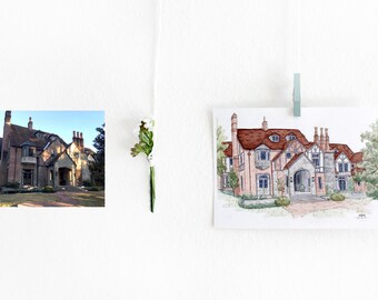 Custom house drawing | Etsy