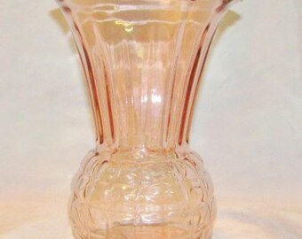 Pink depression glass vase | Etsy