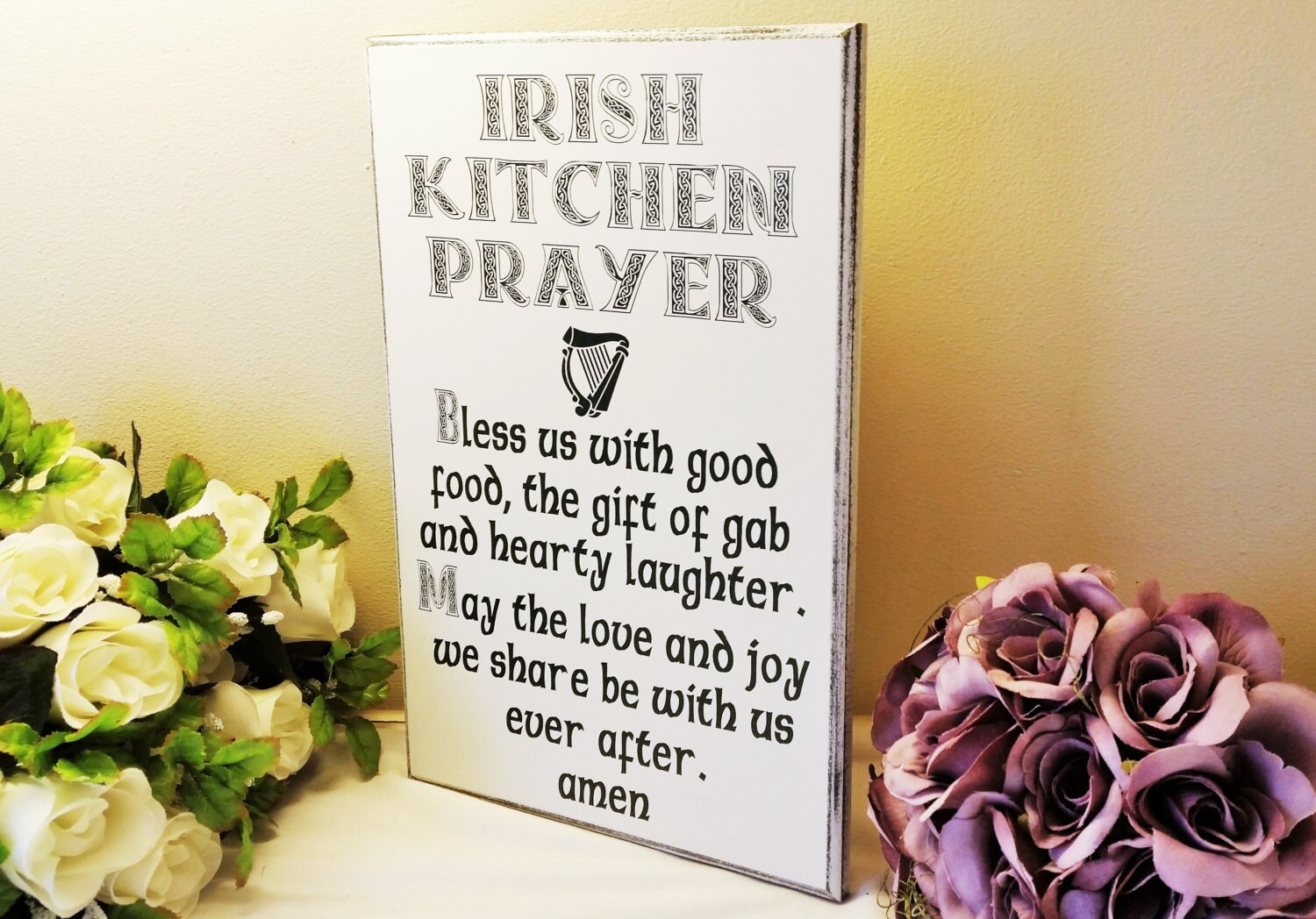 Irish Sign Plaque Handmade Irish Kitchen Prayer Bless Us