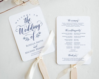 Blue wedding program | Etsy