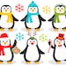Wintery Penguins Clipart Christmas Clipart snowflakes candy