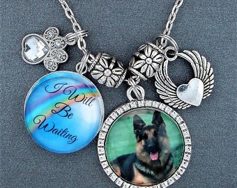 Dog / Puppy Memorial Bracelet Custom Photo Charm Paw Print