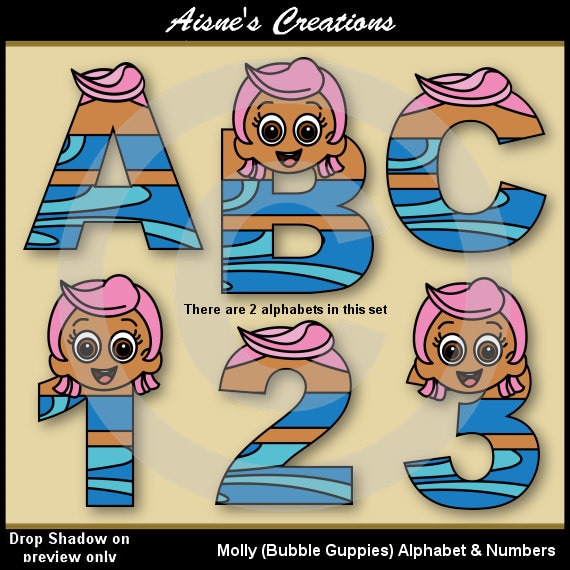 Molly Bubble Guppies Alphabet Letters & Numbers Clip Art