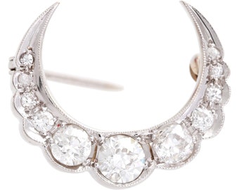 Diamond crescent moon Necklace White Gold and Diamond Moon