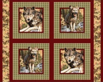 Wolf fabric panel | Etsy