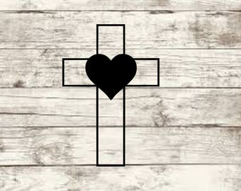 Cross heart svg | Etsy