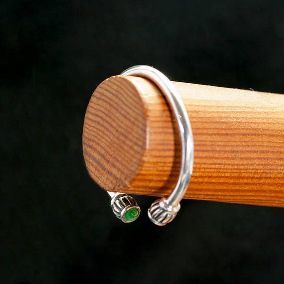 Sterling Silver w Green Aventurine Frenulum Frenum Penis Ring